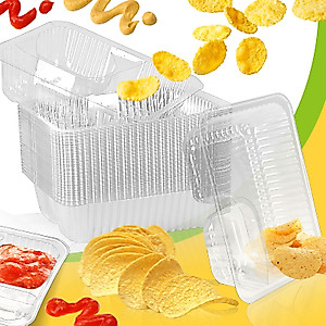 100 Pcs Nacho Trays 22oz, 6"x8" Nacho Tray Disposable Clear Nacho Trays 2 Compartments for Snack Taco Chip