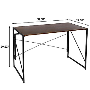 ZENY Folding Computer Desk 39'' Sturdy Writing Desk Gaming Desk Home Office PC Laptop Foldable Table Modern Simple Small Study Desk Steel Frame