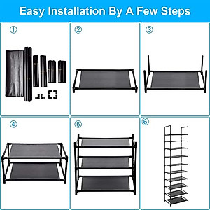 Easyhouse 10 Tier Metal Shoe Rack for Entryway, Closet,Bedroom, Narrow Tall Shelf Organizer for Space Saving Storage
