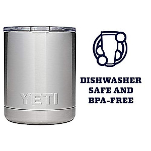 YETI Rambler 10 oz Lowball, Vacuum Insulated, Stainless Steel with Standard Lid, Stainless