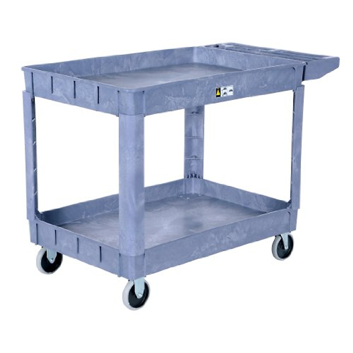 Vestil PLSC-2-2436 Plastic Service Cart with 4" Lipped Shelves, 2 Shelves, Gray, 550 lbs Load Capacity, 33-1/2" Height, 36" Length x 24-1/2" Width