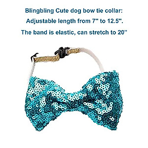 Dog Birthday Hat Bandana - Dog Birthday Party Supplies Birthday Dog Hat with Numbers Dog Bandana and Blingbling Dog Bow Set for Small Medium Dogs Pets (Blue)