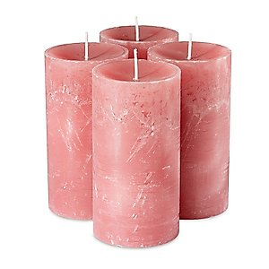 SPAAS Rustic Rose Blush Pillar Candles - 2.7" X 5" Decorative Candles Set of 4 - Clean Burning and Dripless Unscented Rustic Pillar Candles for Home Decorations, Party, Weddings, Spa, Restaurant
