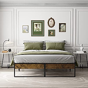 HOMWAYART King Bed Frames with Decorative Wood Panel, Storable High Platform Reinforced Steel Slats Support, Easy Assembly, Sturdy, No Box Spring Needed (Mahogany, King)