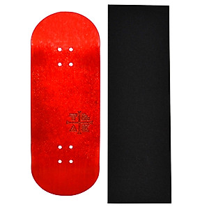 Teak Tuning Prolific Wooden Fingerboard Deck, Cherry Red - 34mm x 97mm - Handmade, Pro Shape & Size - Five Plies Wood Veneer - Includes Prolific Foam Tape