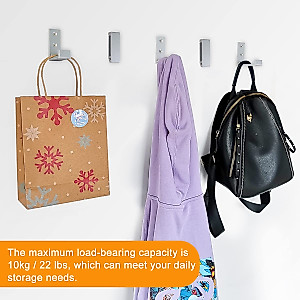 WaaWee 5Pcs Folding Coat Hooks, Wall Hanging Hooks - Aluminium Alloy Folding Clothes Hook, Foldable Aluminum Alloy Single Towel Hook ​for Bathroom, Bedroom and Fitting Room (Frosted Silver