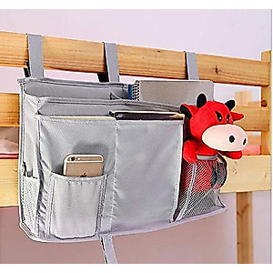 Corodo Bedside Caddy, Bedside Organizer for Dorm Bed, Bunk Bed Caddy with 8 Pockets for Baby Bed, Hospital Beds, Grey
