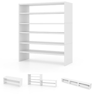 COSTWAY 6-Tier Shoe Rack, Extra Wide Shoe Shelf Organizer with Stackable Design, 31" Freestanding Storage Shoe Stand for Small Space Entryway Hallway Closet (White)