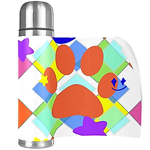 Stainless Steel Leather Vacuum Insulated Mug Abstract Thermos Water Bottle for Hot and Cold Drinks Kids Adults 16 Oz