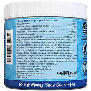 Well Loved Probiotics for Dogs, Dog Probiotics and Digestive Enzymes, Made in USA, Vet Developed, Dog Probiotic Chews with Prebiotics, Diarrhea Treatment, for Itchy Skin, Gut Health & Gas Relief