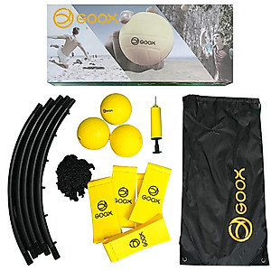 GOOX Outdoor Beach Ball Games with Carrying Bag, 3 Balls, Net and Strip Light (ONLY for Light Up Set)- Played Outdoors, Indoors, Beach, Lawn, Yard and Park