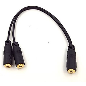 Qaoquda 9 inch Stereo 3.5mm 1-Female to Dual 2-Females Y Splitter Audio Cable & Gender Changer