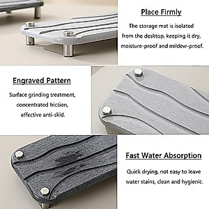 Sink Caddy Water Absorbing Stone Tray Instant Dry Kitchen Sink Organizer Use for Kitchen Bathroom Vanity Countertop Natural Diatomaceous Prevent Moisture Buildup (White)