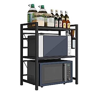 JF-XUAN Kitchen Shelf Kitchen shelf Stainless Steel Kitchen Racks Retractable Microwave Oven Racks Spice Racks 3Layer Storage Rack