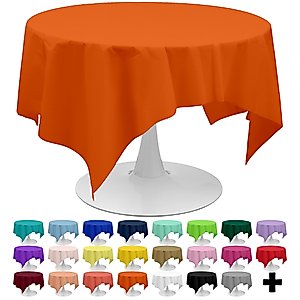 PARTY ULYJA Orange Tablecloths Plastic 3 Pack Premium 84 Inches Disposable Table Covers Decorative Table Cloths for Round Dinning Kitchen Tables