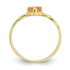 IceCarats 10K Yellow Gold Orange Citrine Heart Love Ring Gemstone Band November Birthstone Jewelry Size 7