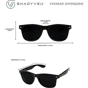 ShadyVEU Super Dark Round Sunglasses UV400 Casual Blacked Out 80's Retro Shades (Glossy Black Frame, Dark Black)