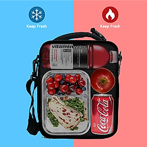 Lunch Bag for Men Women, Reusable Lunch Box for Office Work Lunch, Leakproof Cooler Tote Bag, Freezable Lunch Bag，Black
