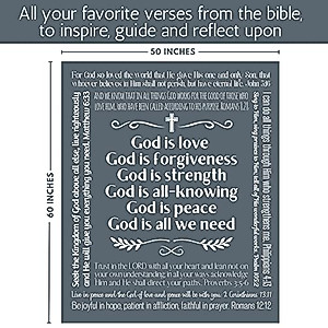 FILO ESTILO Spiritual Gifts for Women or Men, Scripture Blanket, Religious Easter Gifts, Christian, Inspirational, Catholic, Faith, God Gifts, Healing Throw Blanket for Prayer 60x50 Inches (Grey)