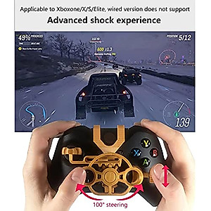 Onyehn 3D Mini Steering Wheel Case Replacement,Gaming Racing Wheel Simulation driver Plug-in for Xbox One/One S/one X/Elite Controller(Metallic gold)