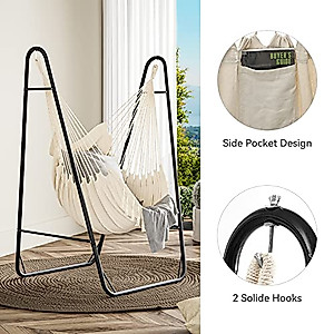 YITAHOME Hammock Chair with Stand Heavy Duty with Hanging Swing Chair 330Lbs Indoor Outdoor Swing Stand for Living Room, Garden, Balcony