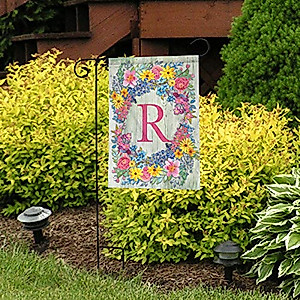 Spring Monogram Letter R Garden Flag Floral Wreath Briarwood Lane 18" x 12.5"