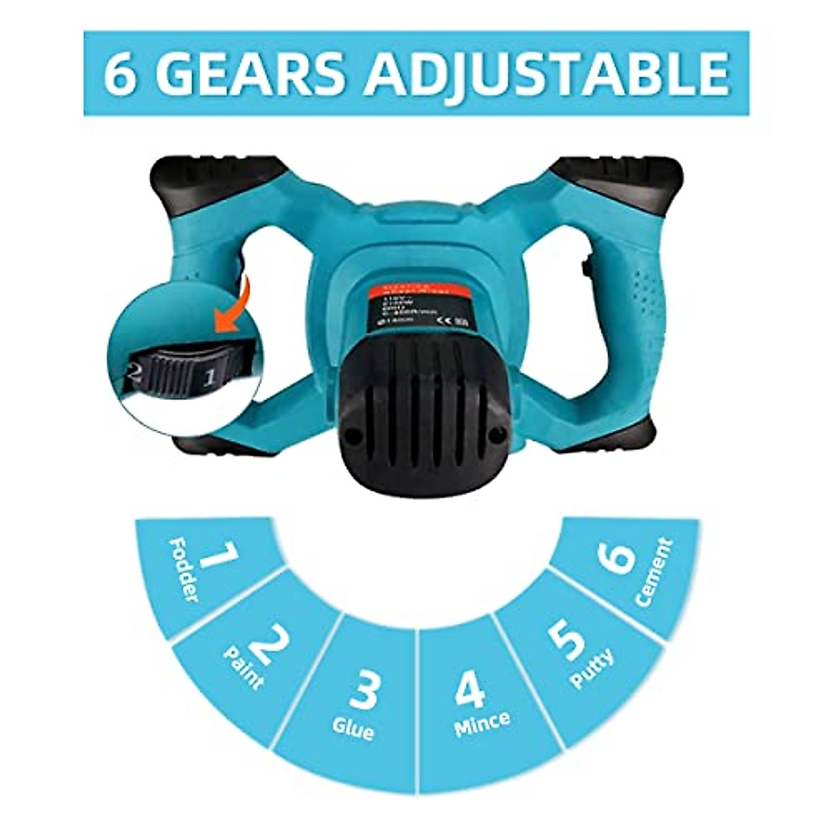 Maxgeen Concrete Mixer,2100W Portable Electric Mud Mixer for Mixing mortar,6 Speed Adjustable Paint Mixer, Handheld Cement Mixer with Gloves