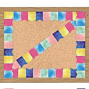 Watercolor Pennants Bulletin Board Border Die-Cut Scalloped Border Trim for Classroom 52ft One Roll