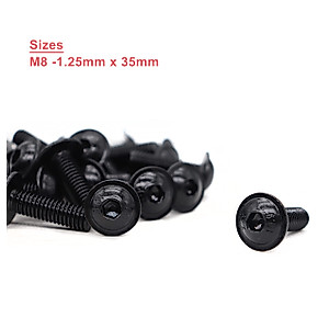 10pcs M8-1.25 x 35mm Flanged Button Head Socket Cap Screw Bolts, Allen Socket Drive, Black Oxide Finish, Carbon Steel 10.9 Grade,DIN7380
