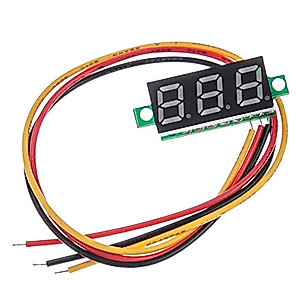 (5-Pack) JacobsParts Ultra-Small 0-100V DC 3-Wire Voltmeter LED Volt Meter Voltage Tester (Green)