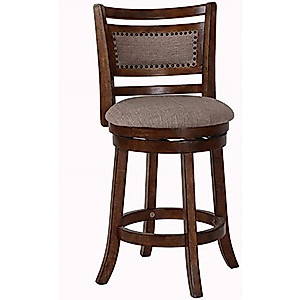 New Classic Furniture Aberdeen Counter Swivel Bar Stool with Open Back and Fabric Upholstered Seat & Back Rest, 24-Inch, Brown