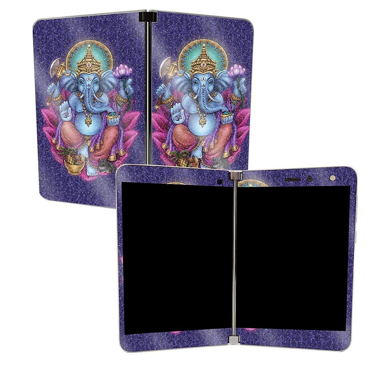 MIGHTY SKINS MightySkins Glossy Glitter Skin for Microsoft Surface Duo - Ganesha Elephant | Protective, Durable High-Gloss Glitter Finish | Easy to Apply, Remove, and Change Styles | Made in The USA