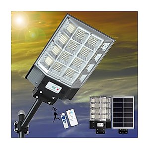 WaitScher Solar Street Lights Outdoor Dusk to Dawn, 1500w Flood Light with App 200000lm Waterproof Motion Sensor Light