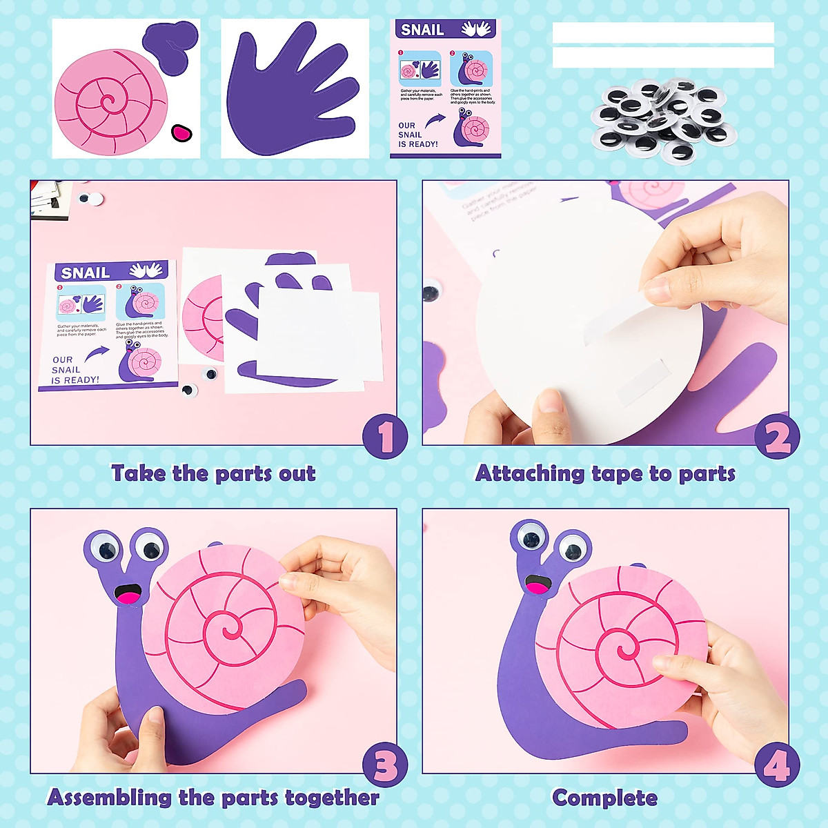 WATINC 12Pcs Spring Insect Handprint Art Craft Bug Crafts Butterfly Dragonfly Summer Springtime DIY Bug Kit Animal Themed Art Supplies Preschool Class Hand Print Activity Party Ornaments for Kids