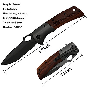 Gifts for Men Personalized Pocket Knife Engraved Folding Pocket Knives for Men Dad Husband Boyfriend Son Custom Wood Handle Fishing Hunting Knives Birthday Anniversary Father's Day Christmas Gifts