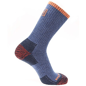 MIRMARU Men’s 5 Pairs Hiking Outdoor Trail Running Trekking Moisture Control Terry Full-Cushioned Crew Socks (M266-LARGE)