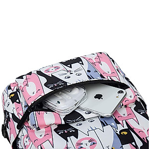 Ymeibe 12 Inch Cute Cat Mini Backpack for Teen Girls Lightweight Backpack Multi-Pockets Cartoon Bookbag Fashion Campus Casual Backpack