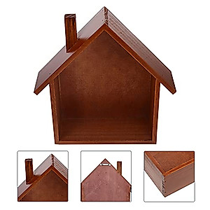 VOSAREA Wooden Wall Shelf Wall Mounted Floating Shelves House Shape Wall Storage Rack Wall Organizer for Office Kitchen Living Room Bathroom