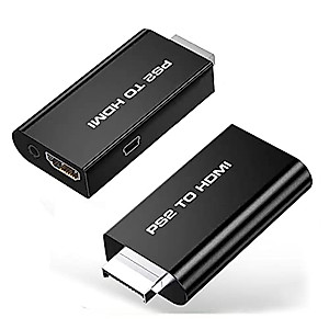 PS2 to HDMI Converter Adapter, Video Converter PS2 to HDMI Converter with 3.5mm Audio Output for HDTV HDMI Monitor Supports All PS2 Display Modes