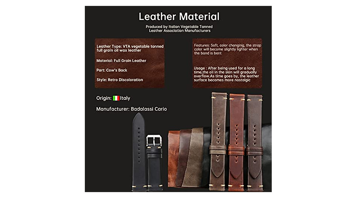REZERO Quick Release Leather Watch Band - Stylish & Durable