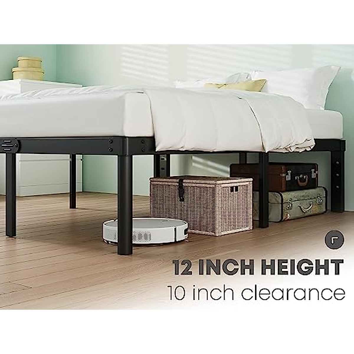 RLDVAY Twin-Bed-Frame, 12 Inch Metal-Bed-Frame-Twin, Heavy Duty Platform Bed Frame Twin Size, No Box Spring Needed, Easy Assembly, Noise-Free, Black