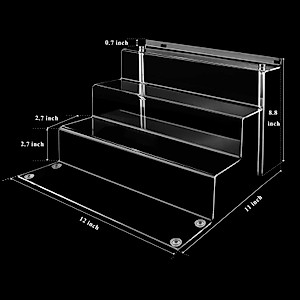 LileZbox Acrylic Display Risers Shelf for Pops Figures, Clear 4-Step Display Stand for Display Or Collection( 12 X 9 in) (large-2 pack)