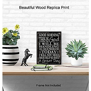 God Wall Decor Picture - Faith Wall Decor - Religious Gifts for Men, Women - Catholic Gifts for Men - Funny Christian Wall Art - Church Decorations - Grateful Wall Art - Inspirational Wall Decor Sign