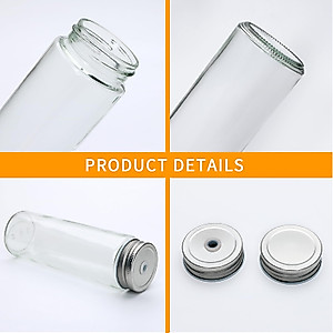 14 OZ Glass Juicing Bottles with Airtight Lids, Reusable Drinking Jars with Straw & Lids with Hole, Glass Water Bottles for Juice, Beverage, Smoothie, Tea, Kombucha, Homemade Drinks (10 Pack)