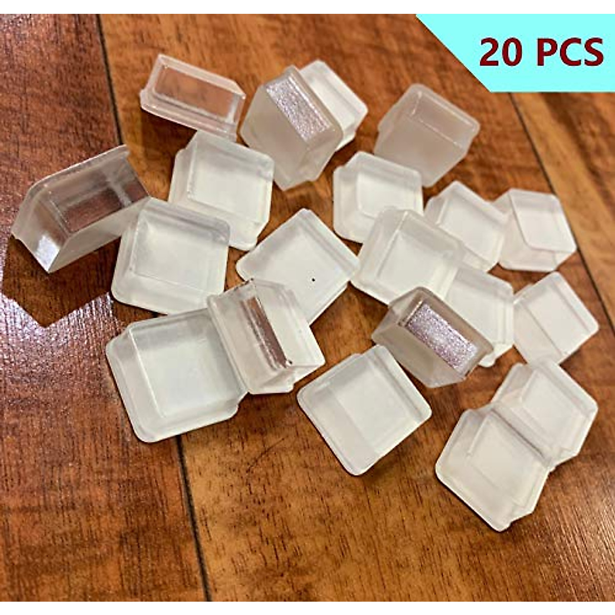 Clear Tall Square Adhesive Rubber Bumper Pads - Rubber Feet for Speakers, Electronics, Furniture, Appliances, Audio Equipment - 20 Pieces