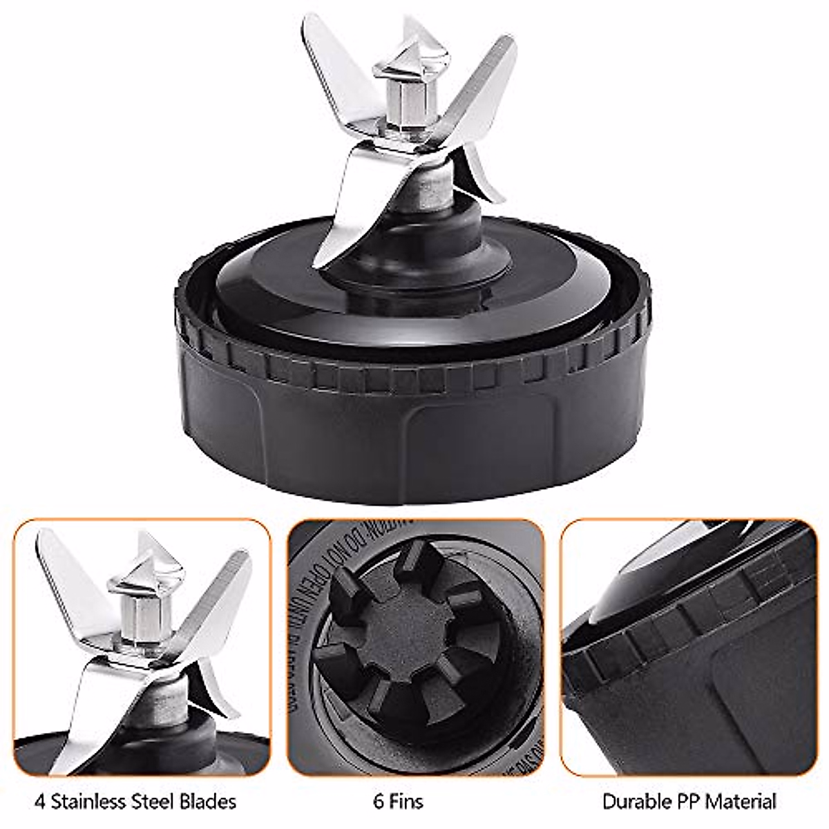 Blender Replacement Parts for for Ninja Blade 16 oz Cup, Blender Blade Fit for Nutri Ninja BL660 1100W, Ninja BL771 30, Ninja BL770 1500W, BL780CO BL663 BL663CO BL665Q BL740 BL773 BL780 (6 Fins)