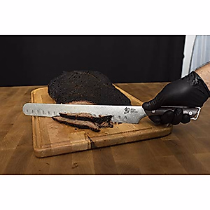 Shun Cutlery Kanso Hollow Ground Brisket Knife 12”, Authentic, Handcrafted Japanese Knife, Includes Wooden Saya Sheath, Ideal for Brisket, Roasts, Turkey, Ham and More