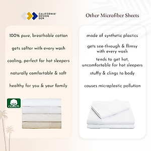 California Design Den Soft 100% Cotton Sheets Full Size Bed Sheet Set with Deep Pockets, 4 Piece Full Size Sheet Sets with Sateen Weave, Cooling Sheets (Light Grey)