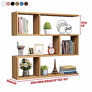 SUZEPER 3 Tier Wood Geometric Bookcase,Floating Shelves Wall Mounted Rectangle Bookcase,Modern Decorative Display Shelf for Wall Decor,open Wall Shelf for Livingroom bedroom
