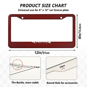 YETTASBIN Christmas Santa Claus License Plate Frames, Decorative License Plate Covers, 2 Packs Universal Aluminum Tag Frame with 2 Holes & Screw Caps for Front and Rear Car Tags, Round Hole